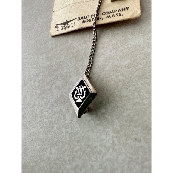 Jewelry | Vintage Sterling Silver Black Enamel 1971 Hanging Chain Lapel ...